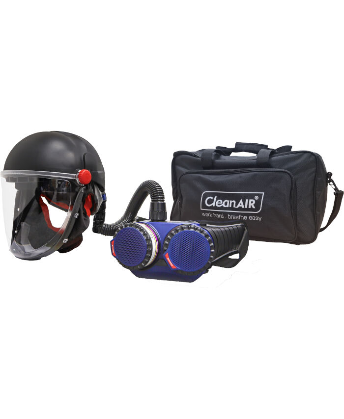 CleanAIR Helmet with flip-up visor and AerGo PAPR with HD battery and P3 filters - Maxisafe